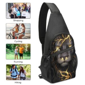 FunnyStar Golden Cool Lion King Paninting Sling Bag Crossbody Backpack Shoulder Chest Daypack For Travel Hiking