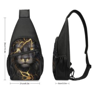 FunnyStar Golden Cool Lion King Paninting Sling Bag Crossbody Backpack Shoulder Chest Daypack For Travel Hiking