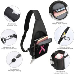 Pink Satin Ribbon Breast Cancer Sling Bag Crossbody Backpack Shoulder Chest Daypack For Travel Hiking