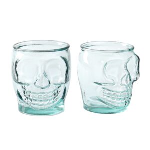 6 Pack - 15 Oz Sugar Skull Glass Tumblers - Set of 6 Creepy Drinking Cups -15 oz, Witchy Gifts, Goth Gifts For Women, Spooky Gifts - Gothic Kitchen Decor, Witchy Barware Skull Jar