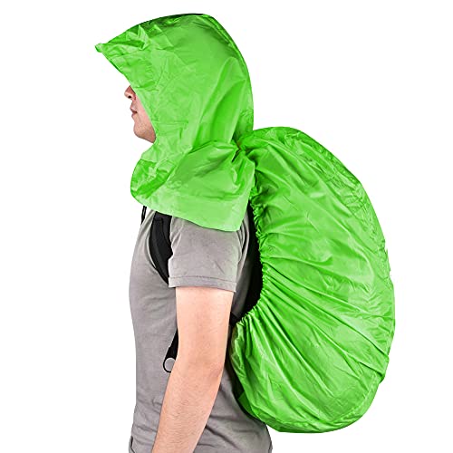 SUNGOOYUE Waterproof Camping Climbing Bag Cover, Polyester Outdoor Ultralight Backpack Cover with Hooded(Green)