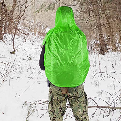 SUNGOOYUE Waterproof Camping Climbing Bag Cover, Polyester Outdoor Ultralight Backpack Cover with Hooded(Green)