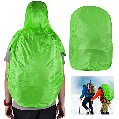 SUNGOOYUE Waterproof Camping Climbing Bag Cover, Polyester Outdoor Ultralight Backpack Cover with Hooded(Green)