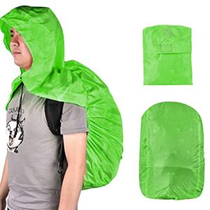 SUNGOOYUE Waterproof Camping Climbing Bag Cover, Polyester Outdoor Ultralight Backpack Cover with Hooded(Green)