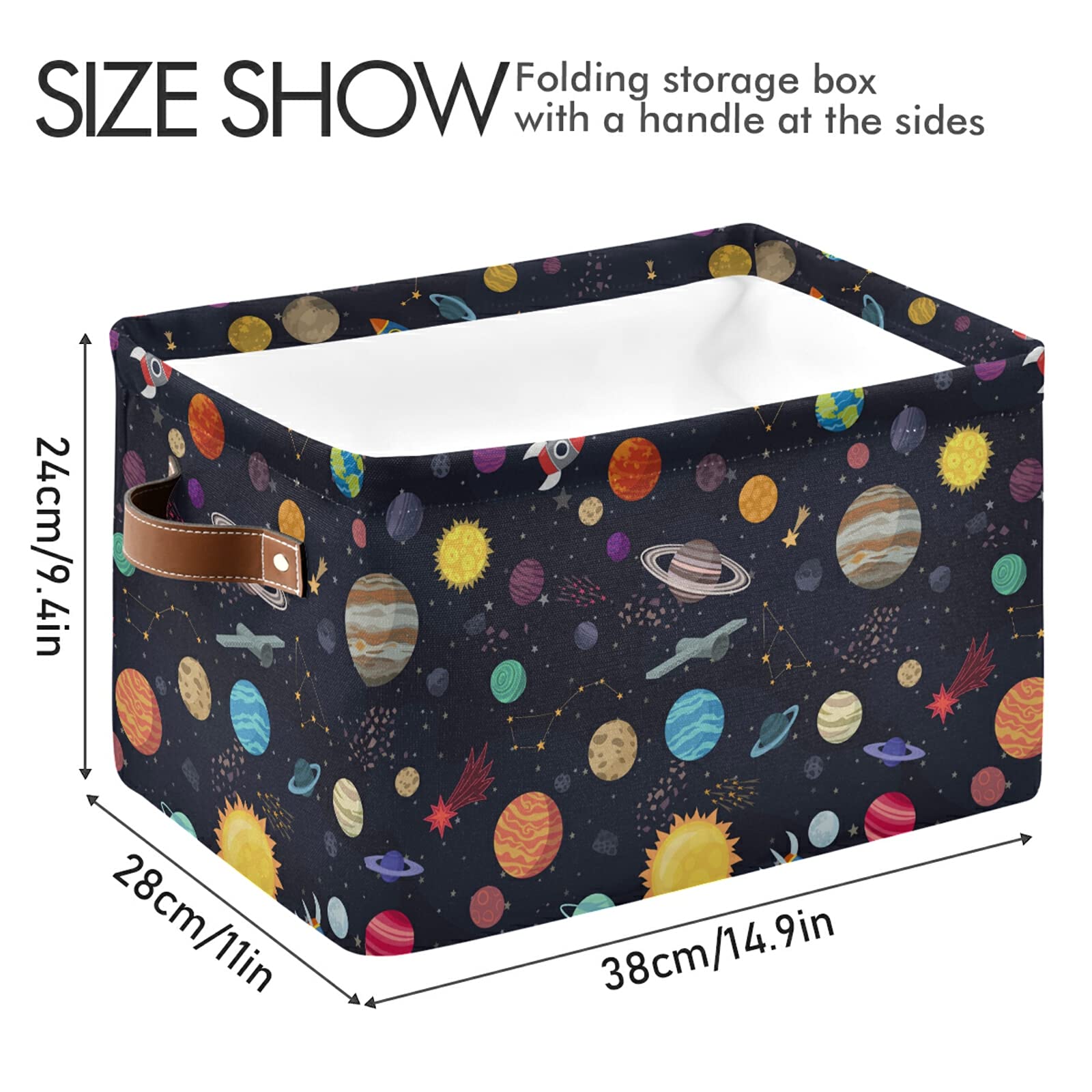 xigua Carton Space Spaceships Rectangular Storage Bin Canvas Square Storage Basket with Handles for Home,Office,Books,Nursery,Kid's Toys,Closet & Laundry