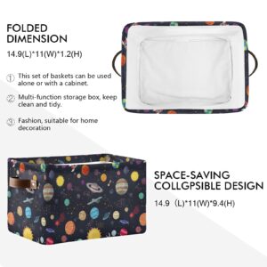 xigua Carton Space Spaceships Rectangular Storage Bin Canvas Square Storage Basket with Handles for Home,Office,Books,Nursery,Kid's Toys,Closet & Laundry