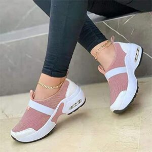 Hbeylia Walking Shoes for Women 2021 Fashion Casual Platform Air Cushion Comfortable Slip On Sneakers Comfort Breathable Athletic Running Hiking Tennis Skateboard Sport Shoes for Ladies Girls Pink