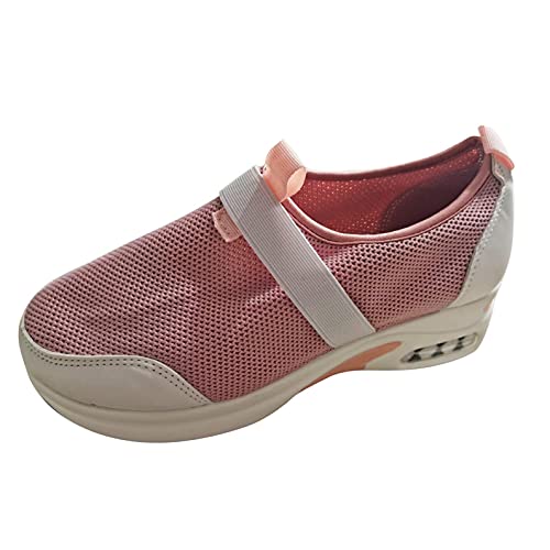 Hbeylia Walking Shoes for Women 2021 Fashion Casual Platform Air Cushion Comfortable Slip On Sneakers Comfort Breathable Athletic Running Hiking Tennis Skateboard Sport Shoes for Ladies Girls Pink