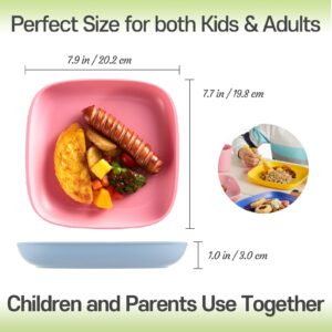 SUGARCANE Kids Plates 5Pack (7.9”) - Organic Dishes for Toddler to Big Kids - USDA Certified – Microwaves & Dishwasher Safe – BPA Free, Unbreakable, Reusable - Multi