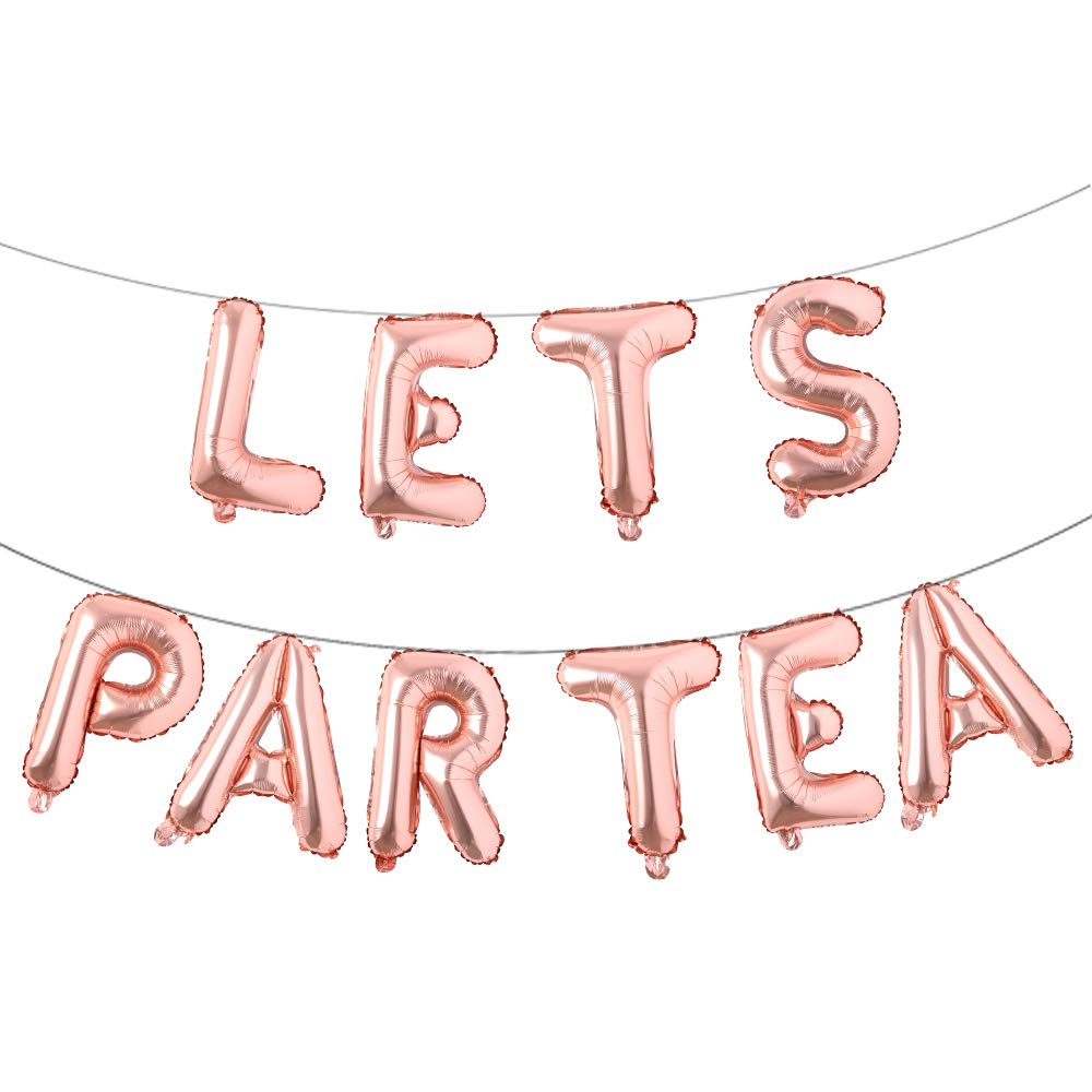 Let's Par Tea Balloons Banner Tea Theme Birthday Party Decorations Teapot Teacups High Tea Party Baby Shower Supplies Multicolor (Lets PAR Tea Rosegold)