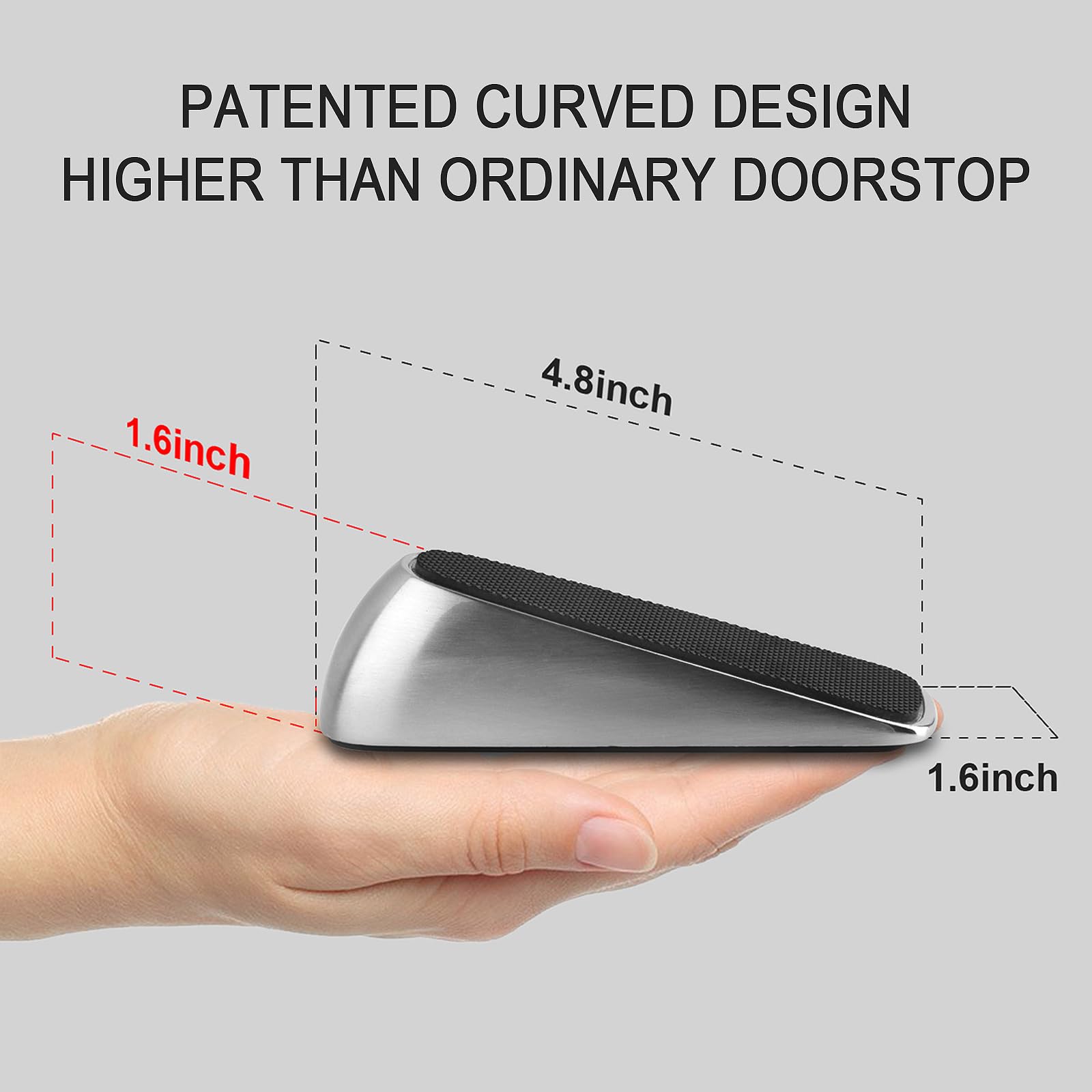 AIMAXINKE（2Pack）Strongest Door Stoppers Heavy Duty Door Stop Wedge Doorstop Quality Zinc Alloy and Silicone Made Suits Any Heavy Door, Any Smooth Floorwith Add 2 Wall Door Handle Stopper