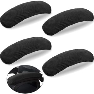 4 pieces office chair arm covers removable office chair cover stretch armrest cover washable polyester armrest pads wheelchair arm rest slipcovers for home office chairs (black)