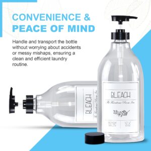 The Farmhouse Room Inc. Bleach Dispenser for Laundry Room - Pump Bottle Dispenser for Liquid Bleach - BPA Free & PET Plastic 1/2 Gallon Soap Dispenser - Waterproof Label Bleach Bottle for 64oz