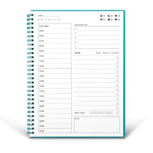 Daily Planner Undated, To Do List Notebook with Hourly Schedule, Time Management Manual and Planner, Personal Organizers, 7.6"x10.2", 48 Sheets/96 Pages, Green