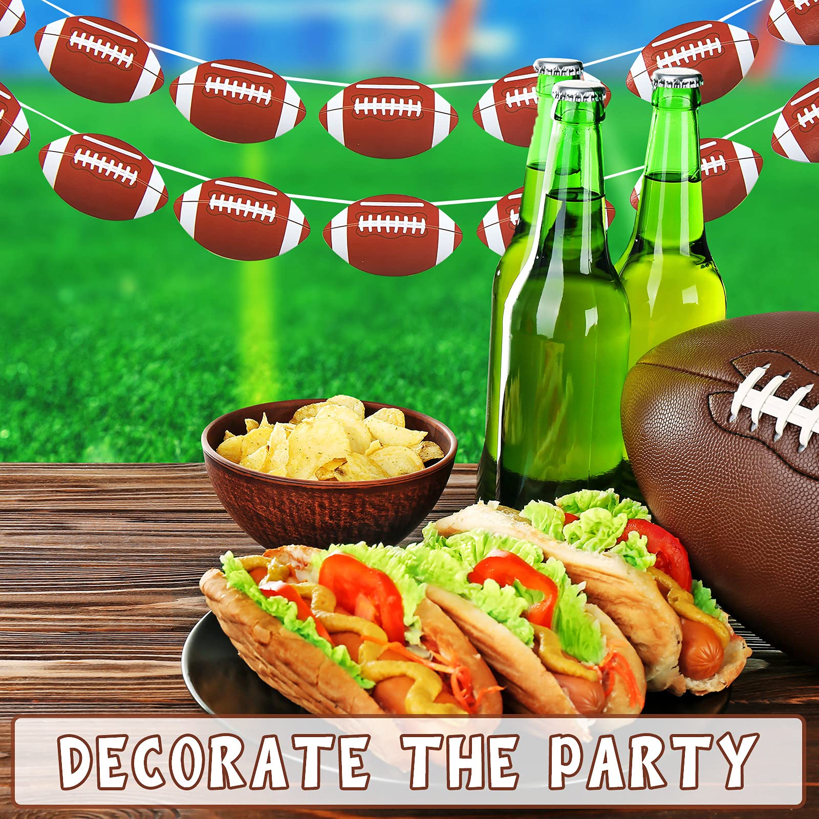 Gersoniel 4 Pcs Football Party Decorations Supplies Football Banner for Football Bowl Game Day DIY Football Paper Cutouts for Football Themed Birthday Party Home Hanging Garland Decor