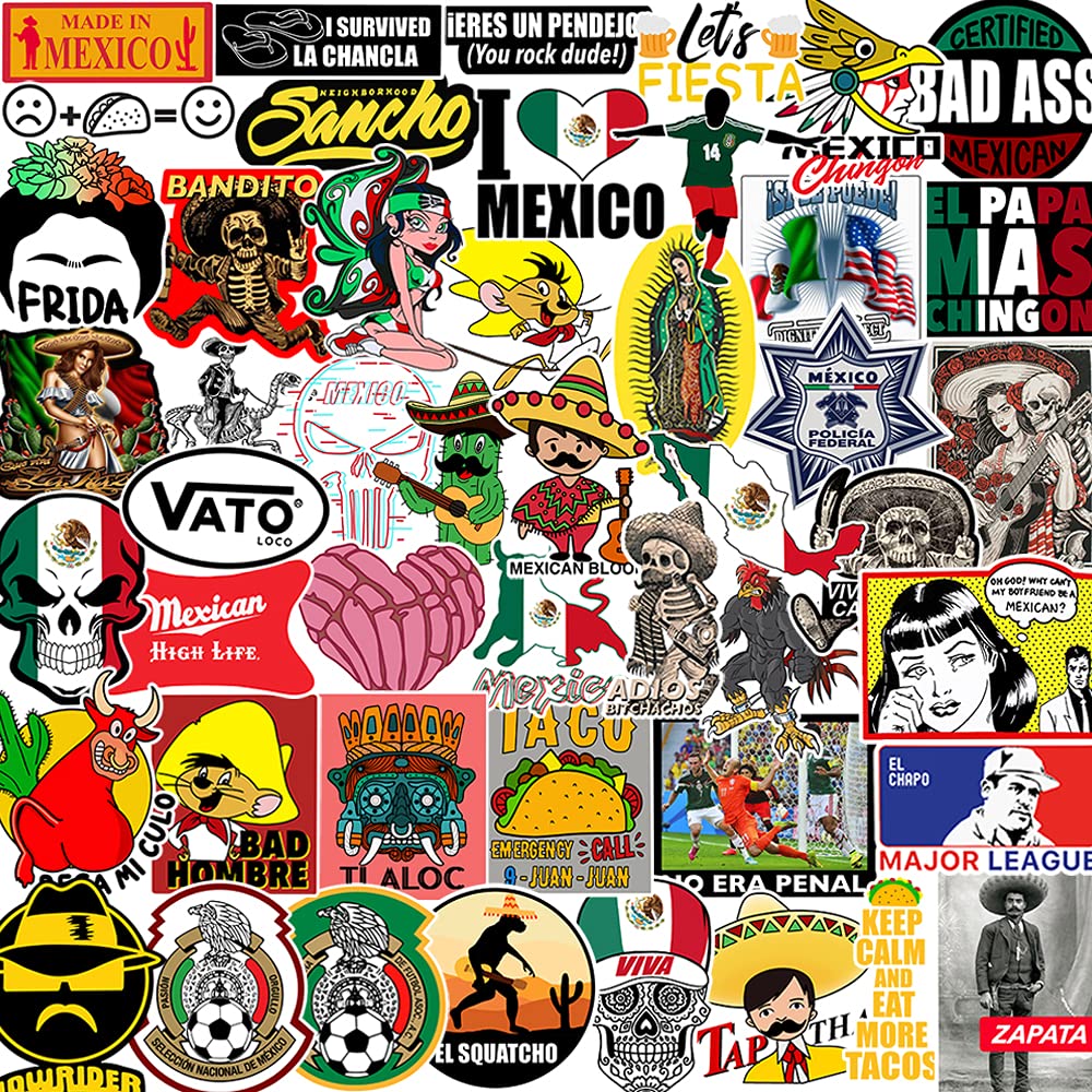 100pcs Mexican Hardhat Stickers, Funny Vinyl Mexico Tool Box Stickers, Design for Helmet Hood Laptop Water Bottle, Mexico Pride Patriotic Decals for Men Adults Ironworkers Lineman Oilfield Electrician