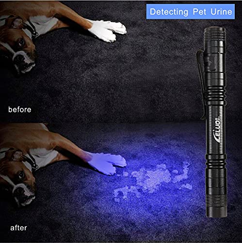 LELUOHQ 2 Pack UV Penlight Flashlight with Clip，Mini LED Handheld Tactical Pocket Torch with High Lumens，Blacklight Detector for Money Detector,Pet Urine,Pet Stains and Bed Bug