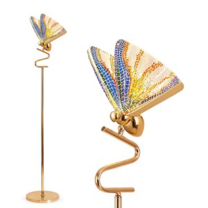 o'neeldy gold butterfly, decorative goose neck design, 12w led standing tall lamp for living room, 4000k warm white energy-saving modern floor lamp for bedroom office, acrylic