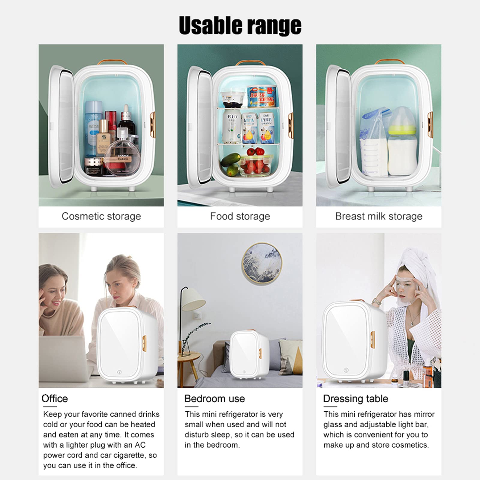 Wgwioo Mini Fridge 20 Liter, Mirror & LED Design, AC/DC Portable Beauty Fridge, Thermoelectric Cooler and Warmer for Skincare, Bedroom and Travel, White