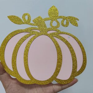 Gold&Pink Glitter A Little Pumpkin is On Her Way Banner and A Little Pumpkin is On Her Way Cake Topper, Little Pumpkin Baby Shower Banner for Little Pumpkin is On Her Way Baby Shower Decorations