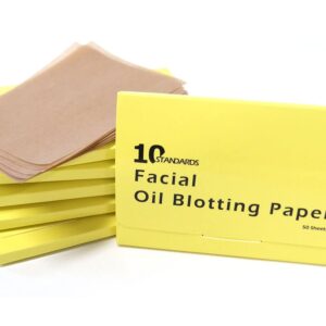 10 STANDARDS Natural Hemp Oil Control Paper, Blotting Paper , Absorbing Sheets for Oily Skin Care (size 3.5In x 2.4In) 50 Sheets x 6 (300 Sheets),Made in Korea, AJ12