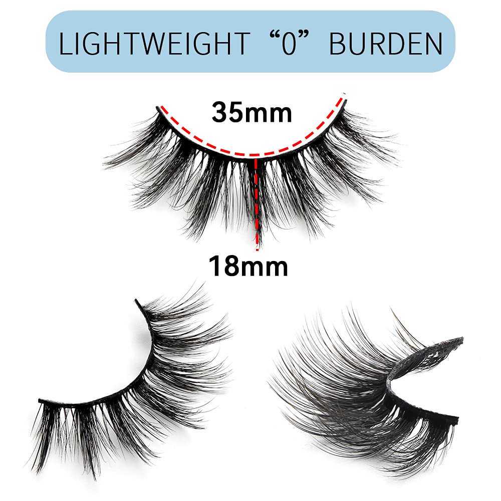 Brieve 18mm 5 Pairs 3D False Eyelashes Pack Fluffy Thick Curled Faux Mink Lashes Strip Lash Natural Look Makeup Tools(3DX05)