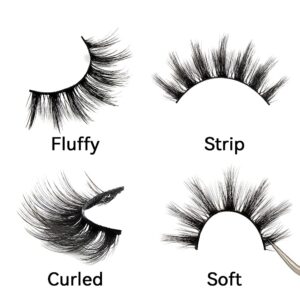 Brieve 18mm 5 Pairs 3D False Eyelashes Pack Fluffy Thick Curled Faux Mink Lashes Strip Lash Natural Look Makeup Tools(3DX05)