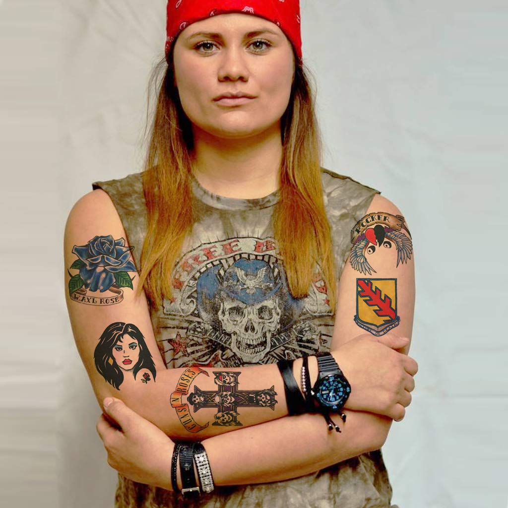 Axl Rose Inspired Temporary Tattoo Set - Axl Rose Costume Halloween / Rocker Costume