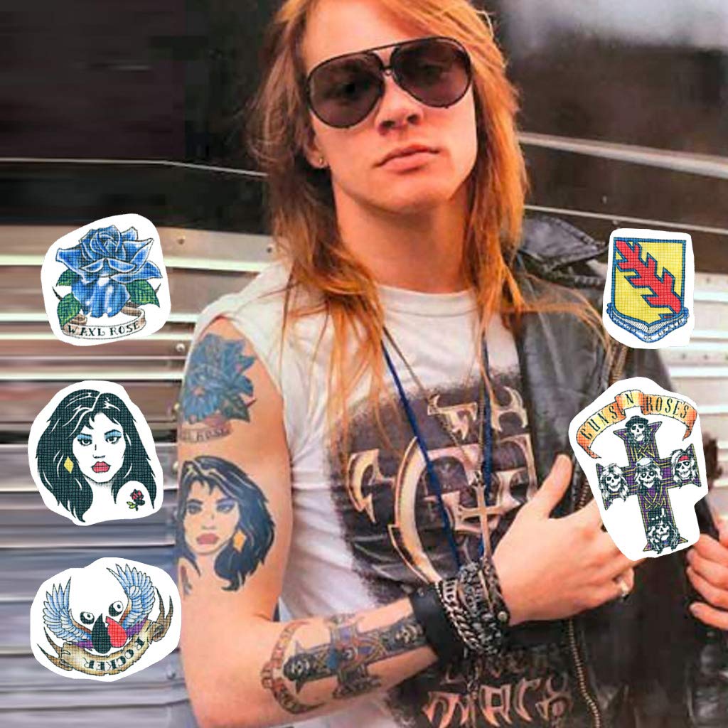 Axl Rose Inspired Temporary Tattoo Set - Axl Rose Costume Halloween / Rocker Costume