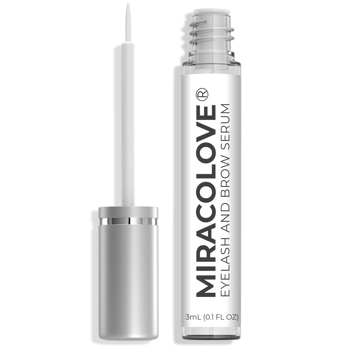 Miracolove Eyelash Serum, Lash Serum, Eyelash Growth Serum, Eyelash Serum and Eyebrow Growth Serum, Eyelash Enhancer for Longer, Thicker and Fuller Eyelash & Eyebrow, Grow Longer Fuller Eyelashes - 3mL