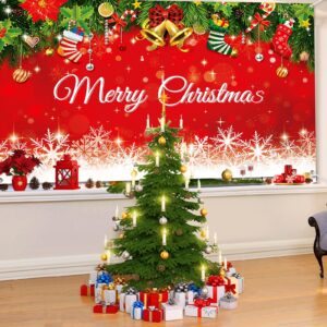 Christmas Backdrop Merry Christmas Party Decoration Christmas Photo Banner Signs Xmas Photography Background Photo Props for Winter New Year Xmas Eve Family Party Decoration Supplies (Snowflake)