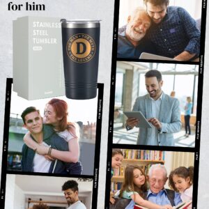 the Man the Myth the Legend Mug with Initials, Monogrammed Stainless Steel Travel Tumbler for Men, Funny Personalized Coffee Cup, Custom Beer Glass, Unique Birthday Christmas Gifts for Him, 20 oz, J