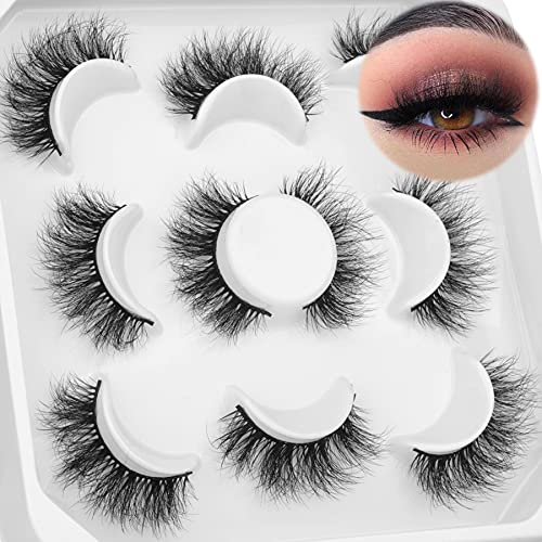 Geeneiya Mink Lashes Wispy Fluffy 5 Pairs False Eyelashes Pack 3D Natural Look Eye Lashes 6D Sky High Volume Fake Eyelashes(G01)