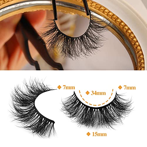 Geeneiya Mink Lashes Wispy Fluffy 5 Pairs False Eyelashes Pack 3D Natural Look Eye Lashes 6D Sky High Volume Fake Eyelashes(G01)