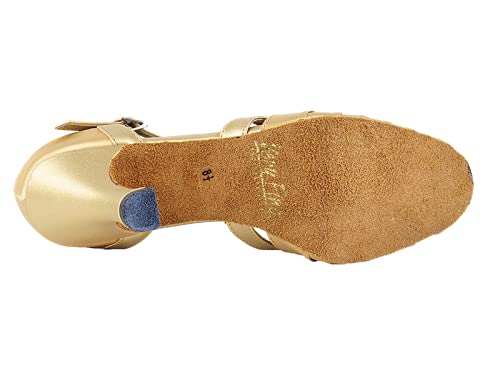 Very Fine Ladies Ballroom Dance Shoes Classic 2707-3" Heel and one Pair of Heel Protectors (Light Brown Satin & Light Gold, Numeric_6)