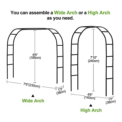 Zhisheng Garden Arbors,7.9Ft Metal Garden Arbors Green Wedding Arch for Climbing Plant Outdoor Wedding Christmas Party Decoration,240CM