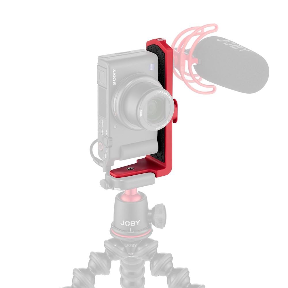 JOBY Vert 3K, L-Bracket for Photos and Videos, Combinable with GorillaPod 3K Kit, Table Tripod for Mirrorless and CSC Cameras, Vlogging Camera, Youtuber and TIK Toker Content Creation,Red,JB01684-BWW