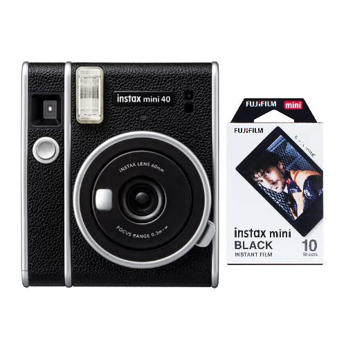 Fujifilm Instax Mini 40 Instant Film Camera with Black Framed Film (10 Exposures) Bundle (2 Items)