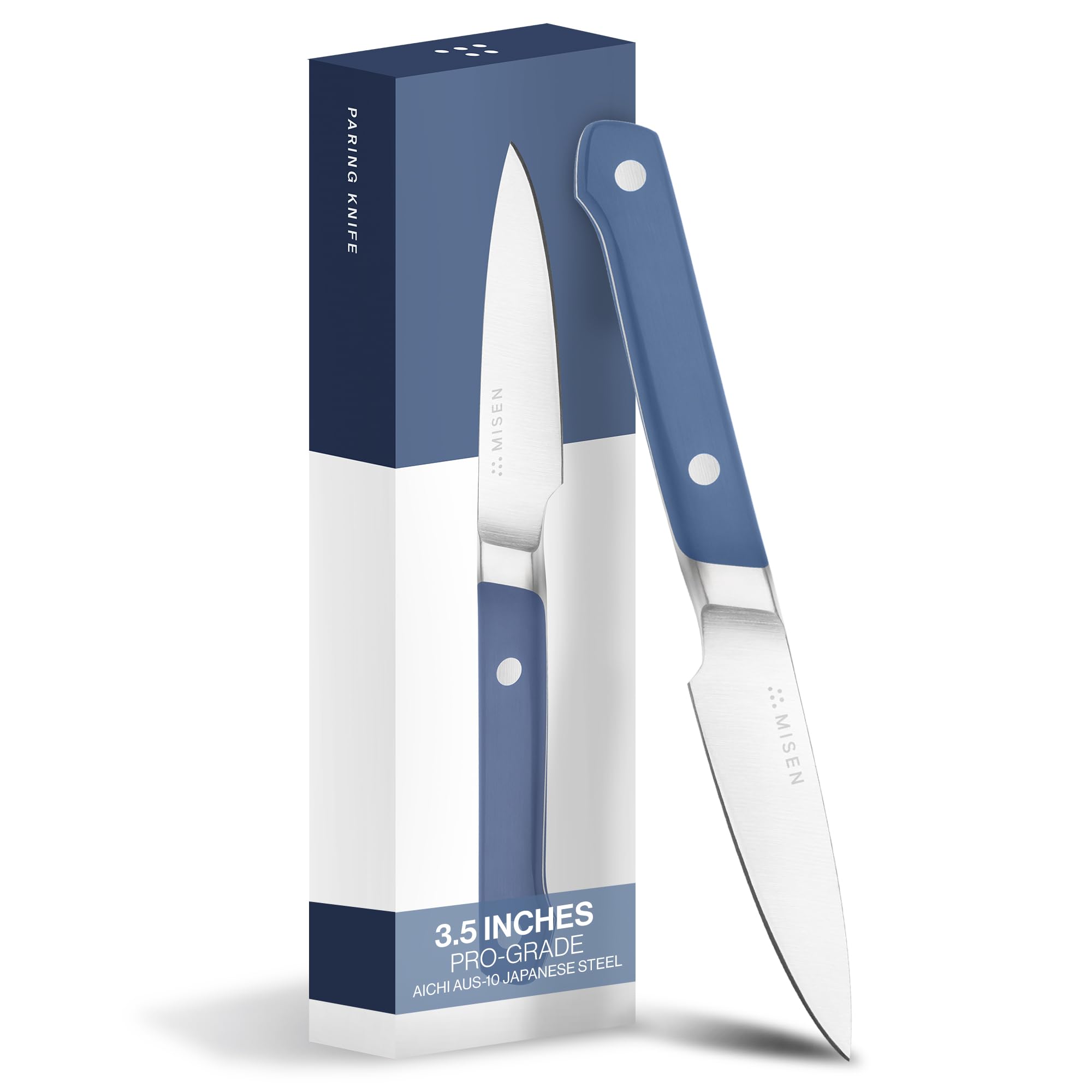 Misen 3.5-Inch Precision Paring Knife: Ideal for Fruits & Vegetables, High Carbon Stainless Steel, Ultra-Sharp, Includes Kitchen Blade Guard - Blue