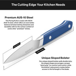 Misen 3.5-Inch Precision Paring Knife: Ideal for Fruits & Vegetables, High Carbon Stainless Steel, Ultra-Sharp, Includes Kitchen Blade Guard - Blue