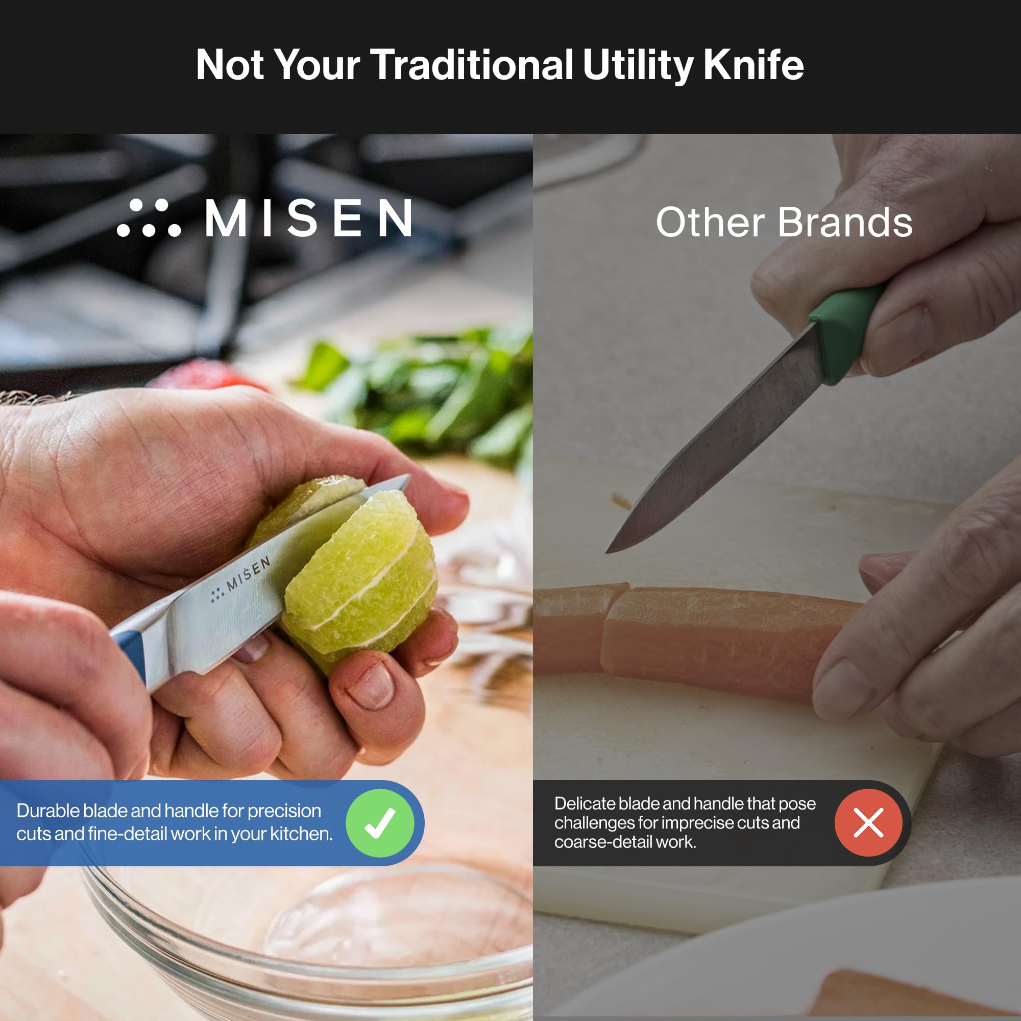 Misen 3.5-Inch Precision Paring Knife: Ideal for Fruits & Vegetables, High Carbon Stainless Steel, Ultra-Sharp, Includes Kitchen Blade Guard - Blue