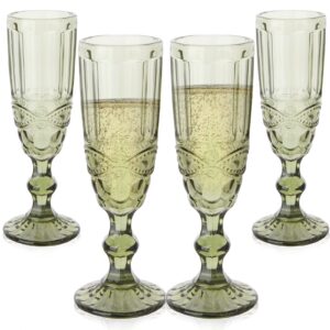 green vintage champagne glasses set of 4 colored champagne flutes 5 oz water wine goblets for wedding party bar christmas 150 ml