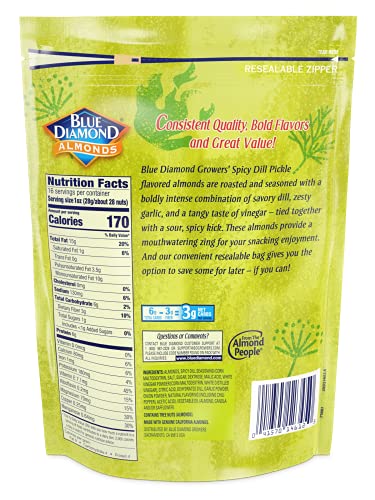 Blue Diamond Almonds, Spicy Dill Pickle, 16oz Bag