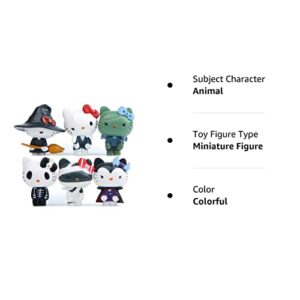 6 Pcs Cute Animal Cat Characters Toys Halloween Cat Figures Toy Set Mini Figure Collection Playset, Cake Topper, Plant, Automobile Decoration