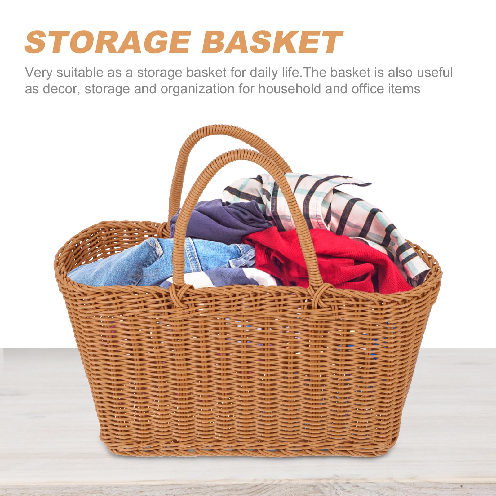 Garneck Wicker Market Basket Bag, Big Wicker Storage Basket for Beach, Laundry, Toy, Blanket, Storage, Baby, or Picnic