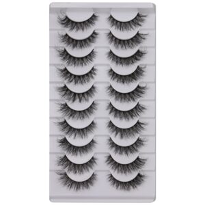 jimire false eyelashes natural lashes wispy mink cat eye lashes pack 12mm short small fake eyelashes 10 pairs