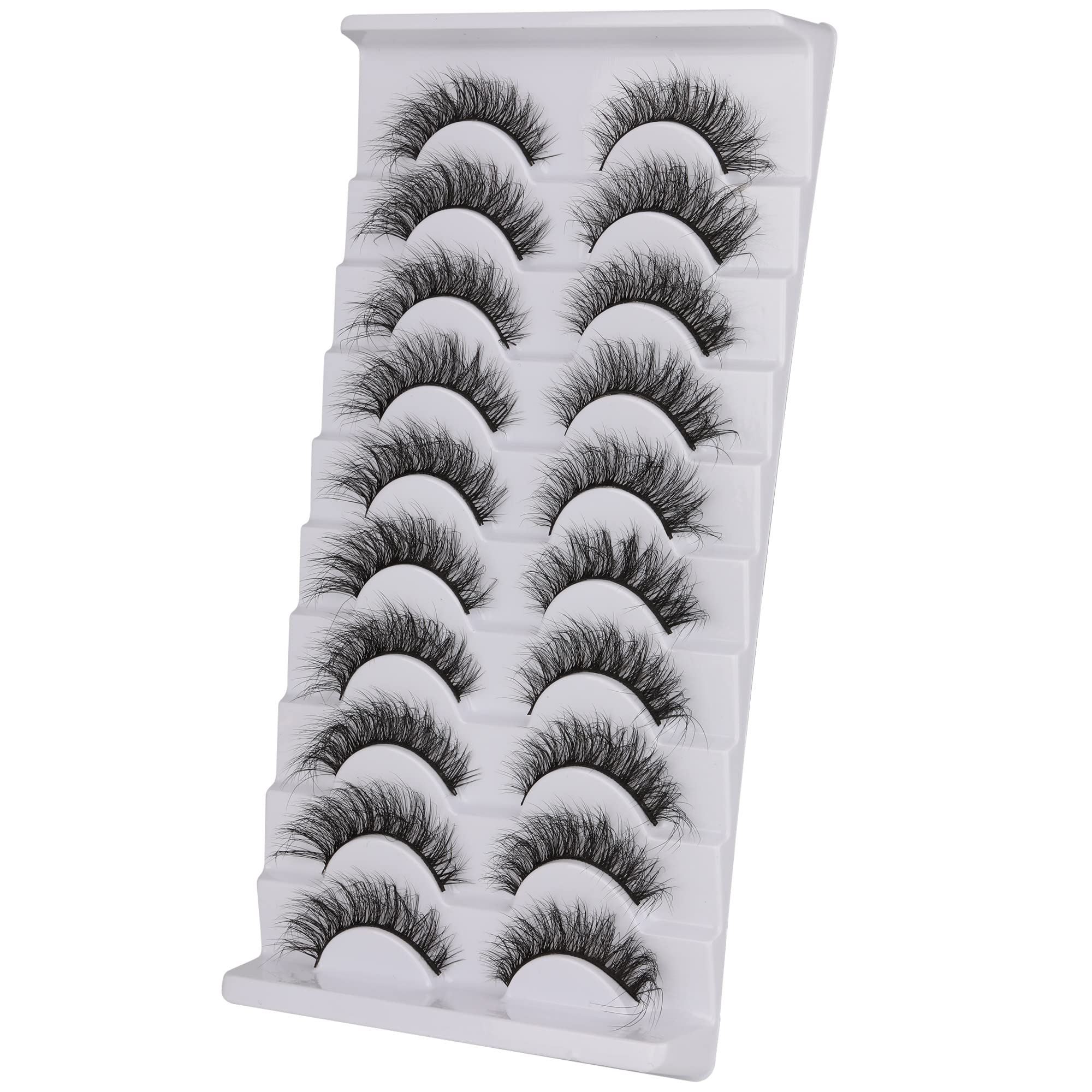 JIMIRE False Eyelashes Natural Lashes Wispy Mink Cat Eye Lashes Pack 12MM Short Small Fake Eyelashes 10 Pairs