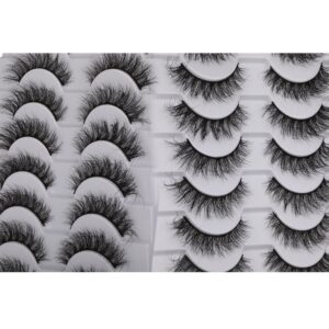 JIMIRE False Eyelashes Natural Lashes Wispy Mink Cat Eye Lashes Pack 12MM Short Small Fake Eyelashes 10 Pairs