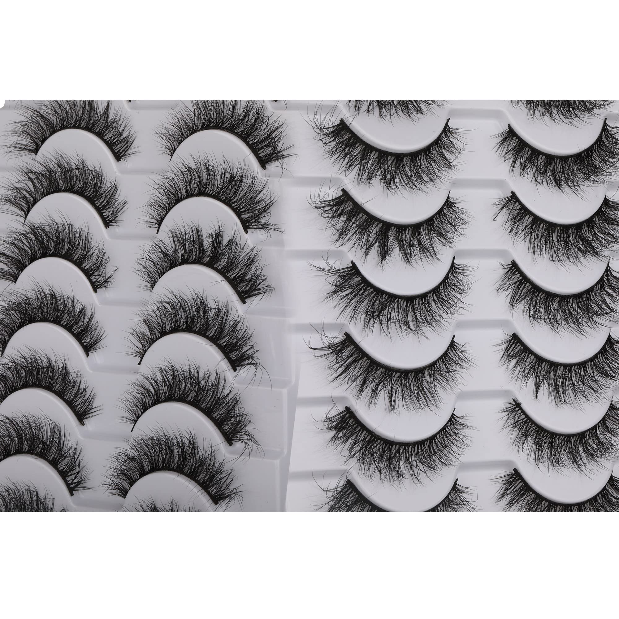 JIMIRE False Eyelashes Natural Lashes Wispy Mink Cat Eye Lashes Pack 12MM Short Small Fake Eyelashes 10 Pairs