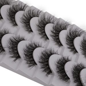 JIMIRE False Eyelashes Natural Lashes Wispy Mink Cat Eye Lashes Pack 12MM Short Small Fake Eyelashes 10 Pairs